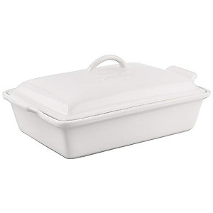 Le Creuset Stoneware Heritage Covered Rectangular Casserole, 4 qt. (12" x 9"), White