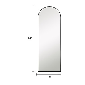 DaNeti Aluminum Alloy Full-Length Mirror Arch Decorative Mirror 64"*21",Black with Bracket