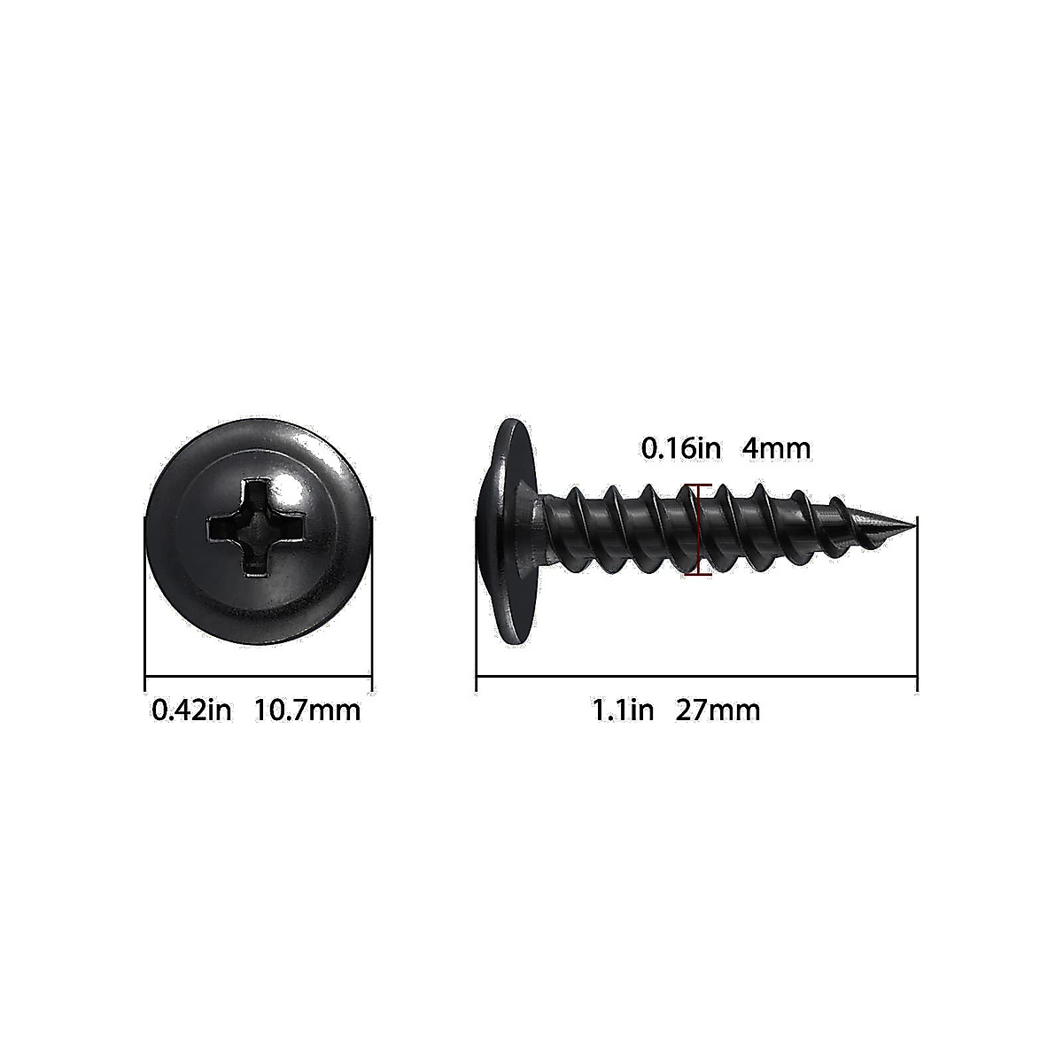 Wensilon (250 pcs)#8×1" Black Truss Head Wood Screws Quick Metal Self Tapping Zinc Oxide