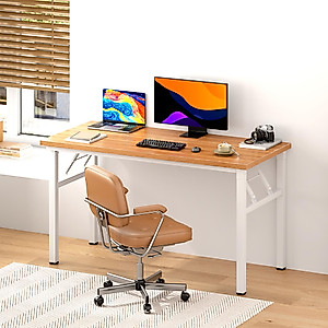DlandHome 47 inches Folding Table Computer Desk Portable ActivityTable Conference Table Home Office Desk, Fully Assembled Teak and White DND-ND5-120TW