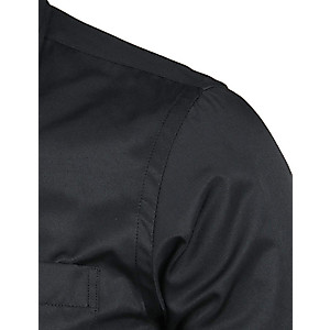 ZEROYAA Men's Long Sleeve Dress Shirt Solid Slim Fit Casual Business Formal Button Up Shirts with Pocket ZSSCL01 Black Large