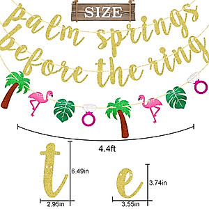 GXSOVSO Palm Springs Before the Ring Banner, Tropical Palm Bachelorette Party Decorations, Pre-strung Bridal Shower Engagement Wedding Decorations, Gold Glitter