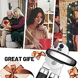 Can Opener Manual, Tymoosty Can Opener Strong Heavy Duty, Smooth Edge Cut, Oversized Knob, Soft Grip Handle, Built-in Bottle Opener, Black