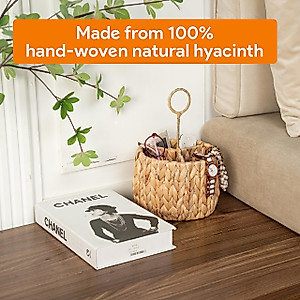 KOLWOVEN Wicker Flatware Organizer, Kitchen Utensil Holder for Countertop, Silverware Caddy Natural Woven Flatware Caddy with 3 Compartments, Cooking Utensil Organizer