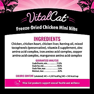 Vital Essentials Freeze Dried Cat Food, Chicken Mini Nibs 12 oz