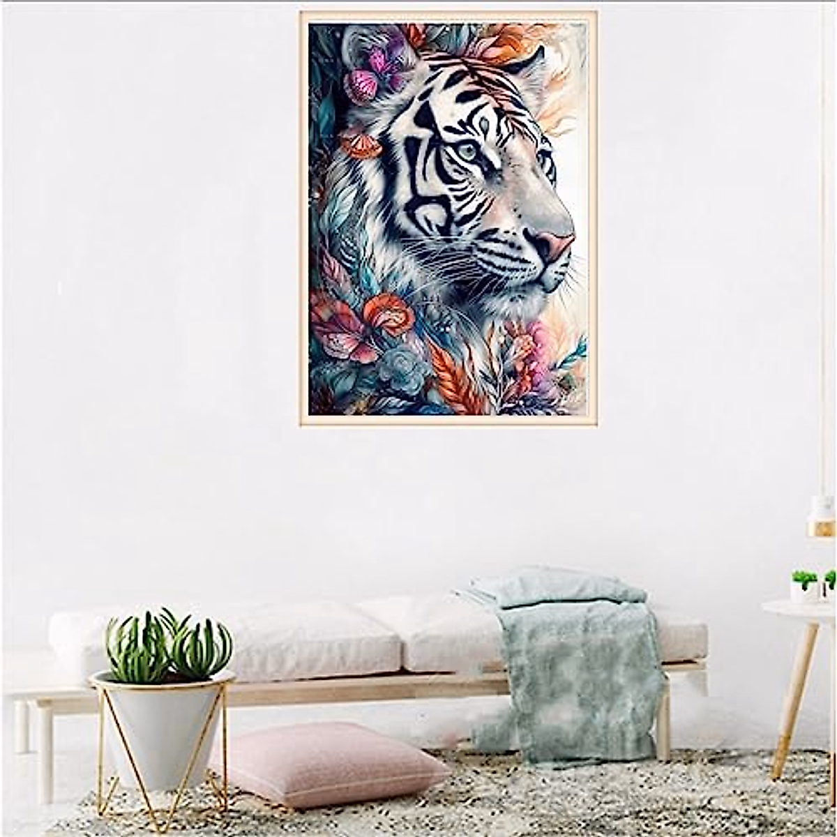 5D Diamond Art Painting Kits, Diamond Art Kits for Adults and Kids, Full Drill Diamond Rhinestone Arts Craft Picture Embroidery Painting by Numbers for Home Wall Decor, 11.8 x 15.75 inch (White tiger)