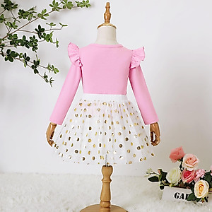 LYSMuch Kids Toddler Baby Girls Birthday Outfits Princess Vest Long Sleeve Shirt Mesh Bubble Tutu Skirt Set (A-Pink-Long, 18-24 Months)