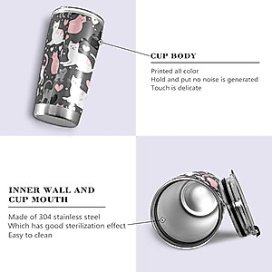 Cartoon Cute Grey White Peach Cats Stainless Steel insulated water bottle with straw Leak-proof Lid and Straw coffee travel mug 20oz for café portable flip straw tumbler taza termica para cafe