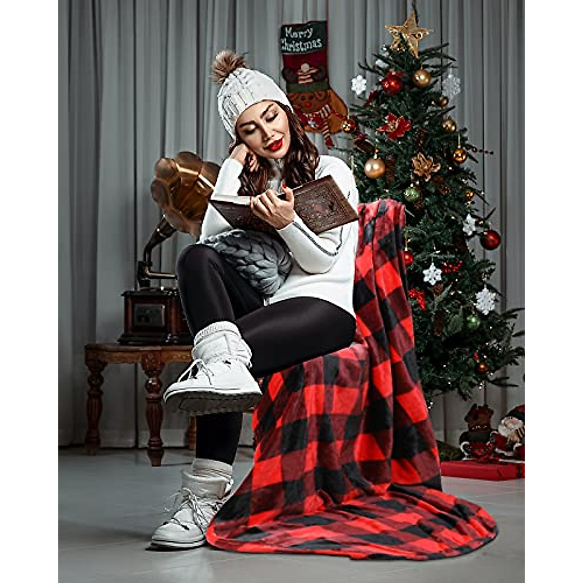 Adigaber Buffalo Plaid Throw Blanket Soft Flannel Fleece Cozy Lightweight for Couch Bed Fit All Seasons Decorative Blankets