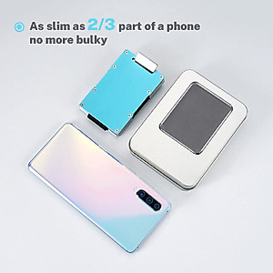 Yeacun Minimalist Women Man Aluminum Metal RFID Blocking Anti-Theft Wallet, Blue Pull-Out Design Convenient Credit Card Holder