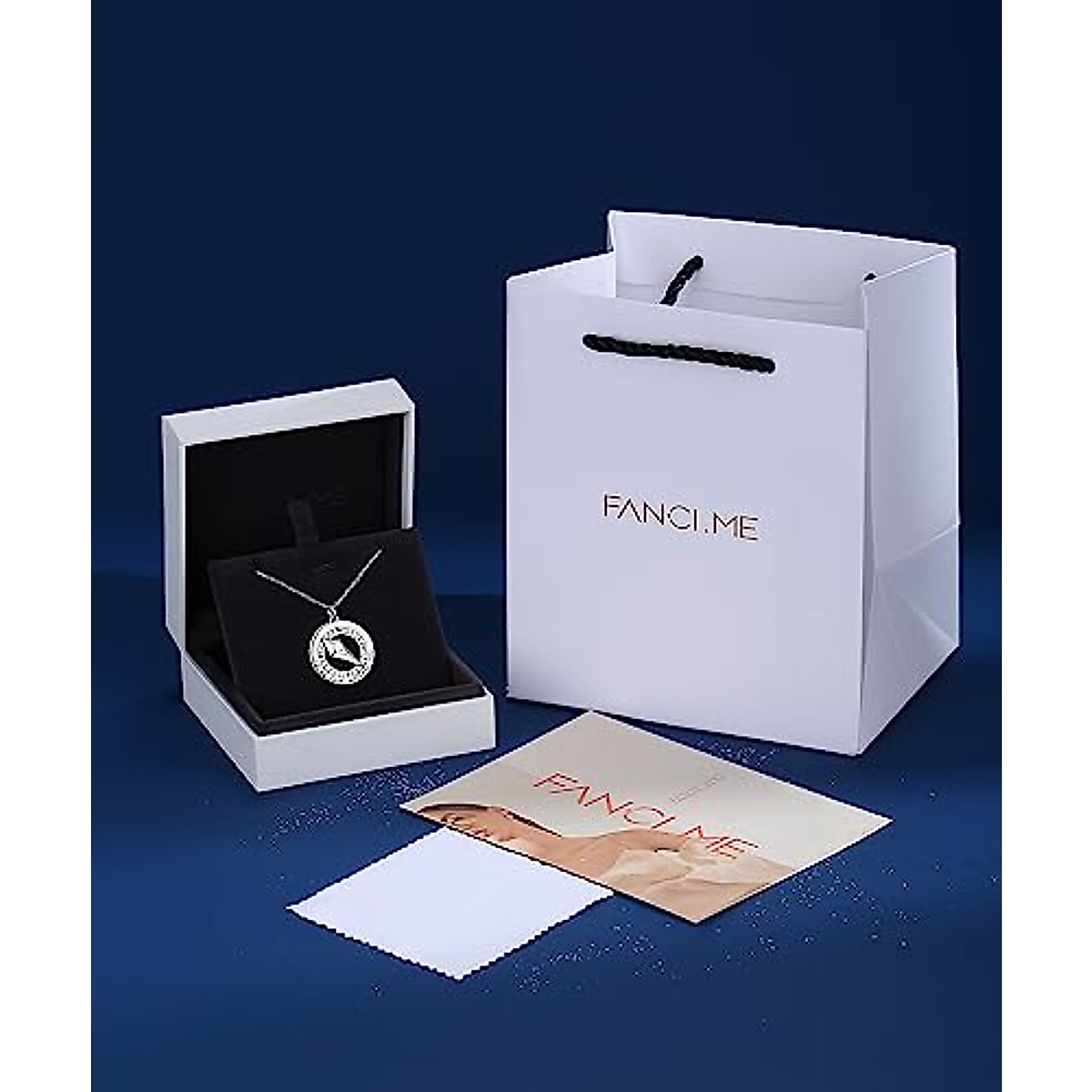 FANCIME Compass Birthstone Necklace for Women Sterling Silver Compass Jewelry Opal Pendant October Birthstone Necklace Gemstone Birthday Christmas Gifts for Girlfriend Wife Mom Her