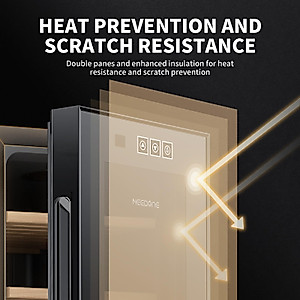 NEEDONE Humidor 23L with Cooling and Heating Temperature Control System, Electric Cooler for 150 Counts with Digital Hygrometer, Made with Spanish Cedar Wood, Gift for Men, 3 Layers