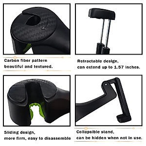 2 in 1 Car Seat Hooks,2PCS Multifunctional Car Seat Back Hooks with Mobile Phone Holder, Universal Car Seat Internal Accessories Hooks, for Phones, Bag, Umbrellas, Clothes (Carbon Black)