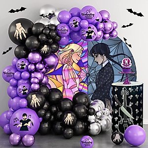 Wednesday AddamsTV Party Decoration Balloon Garland Set, Girl and Boy Birthday Party Supplies, Used for TV series fans Birthday Background Decoration