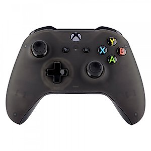 eXtremeRate Foggy Clear Black Faceplate Cover for Xbox One Wireless Controller (Model 1708), Custom Replacement Front Housing Shell for Xbox One S & Xbox One X Controller - Controller NOT Included