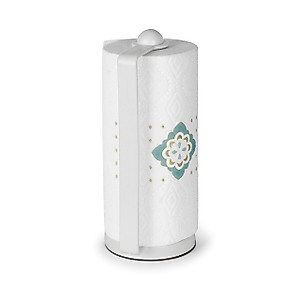 Spectrum Diversified Portable Holder Kitchen Countertop Storage, Durable Plastic Paper Towel Dispenser, Holds Standard & Jumbo Rolls, 6.5"L x 5.5"W x 13.5"H, White