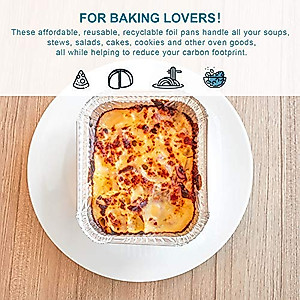 XIAFEI 1LB Aluminum Pans with Clear Lids (50PACK)，Foil Pans - to Go Food Containers，Recyclable Aluminum Foil with Strong Seal for Freshness & Spill Resistance- 5.5"x 4.5"x 1.57"