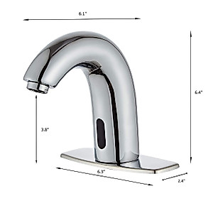 Automatic Sensor Touchless Bathroom Sink Faucet with Hole Cover Plate Chrome Dual Powered Vanity Bathroom Faucets