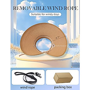 OTPEH Women Packable Beach Sun Straw Hats Wide Brim Visor Sunhat Travel Foldable Summer UV Protection Khaki