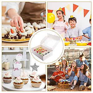 YunKo 6 Pack Dozen Cupcake Boxes White Cupcake Containers with Window Fit 12 Cupcakes or Muffins