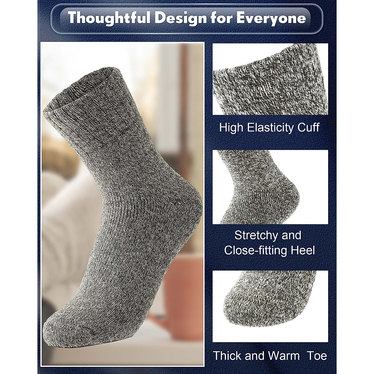 JaGely 20 Pairs Women Knit Wool Socks Bulk Thick Warm Winter Socks Crew Socks Gifts Women Athletic Socks Hiking Socks Soft Casual Socks