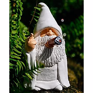 Karoter Middle Finger Figurine, Naughty Smoking Wizard Gnome, 5.9 Inch Gnomes Garden Decorations, Garden Gnomes Statue Outdoor, Funny Figurine for Lawn Yard Balcony Porch Patio Home Ornaments Outdoor