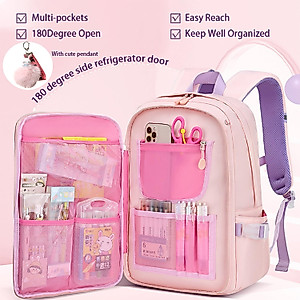 Stylifeo Bunny Backpack for Girls Cute Backpack Kawaii School Bookbag for Kindergarten Preschool Elementary(Purple for girl grades 3-6)