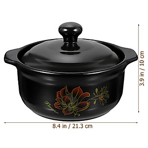 Luxshiny Ceramic Casserole Clay Earthenware Pot Chinese Stew Pot Soup Pot Cooking Pot Stockpot with Lid Kitchen Cookware 2.6L