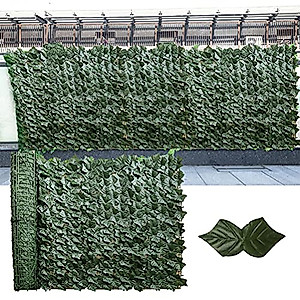 POPG Expandable Faux Fence Artificial Ivy Leaf Fence Mesh Screen Fencing Panels for Outdoor Garden Porch Patio Yard Balcony Decor, Artificial Hedges