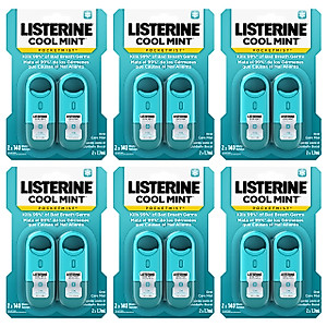 Listerine Cool Mint Pocketmist, Oral Care Mist for Fresh Breat, Kills 99% of Bad Breath Germs, Cool Mint Flavor, 0.26 Fl Oz - 2 Count (Pack of 6)