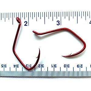 50 Gerry's Tackle Red Chrome Sickle Octopus Fish Hooks Size 5/0