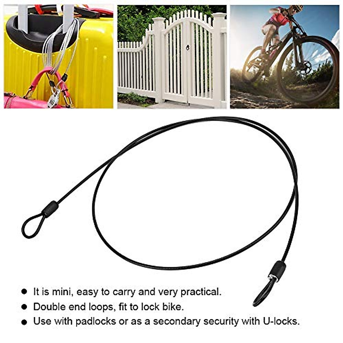 High Reliability Portable Practical Security Lock, Exquisite Appearance Wired Bicycle Lock, Automatic Cycle Bike for Bicycle Motorcycle Scooter (Black)