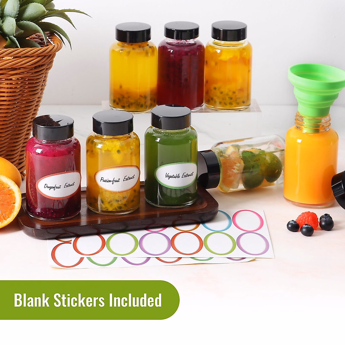 4oz Ginger Shots Bottles 16Pack- Portable Leakproof 4 oz Glass Jars with Lids- Glass Juice Shot Bottles with Caps for Wellness Shot(4 fl. oz, Set of 16)