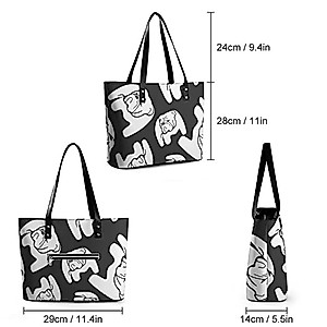 Womens Handbag Bulldog Pattern Leather Tote Bag Top Handle Satchel Bags For Lady