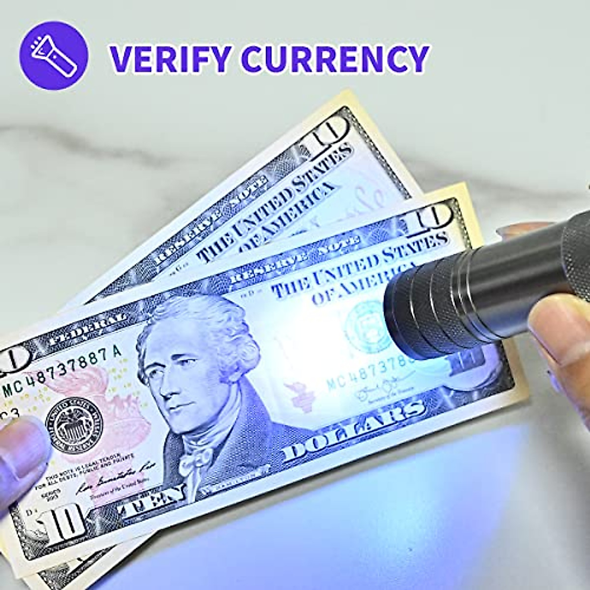 yikosam 5 Pcs UV Black Light Flashlights, 9 Led 395-400nm Mini Blacklight Handheld Portable Torch Pet Urine Detector for Bed Bug, Hair, Dog Cat Urine and Stains Batteries Included