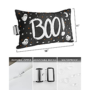 Recliner Head Pillow Ledge Loungers Chair Pillows with Insert Cartoon Ghost Stars Polka Dots Black Lumbar Pillow with Adjustable Strap Outside Patio Decorative Garden Cushion for Bench Couch, 2 PCS