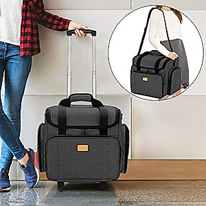 LUXJA Sewing Machine Case with Detachable Dolly, Sewing Machine Tote with Removable Bottom Pad (Patent Design), Black
