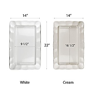 Extreme Consumer Products 22" Rectangular Melamine Scalloped Serving Platter │Outdoor Dining and Patio Parties │Shatterproof and Dishwasher Safe - White