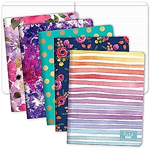 Elan Publishing Company Assorted Pattern Field Memo Notebooks, 8x10 in Lined Office Notepads for Nurses, Teachers, and Students - Small and Easy to Carry Pocketbook, Quick Note Taking, 5 Pack