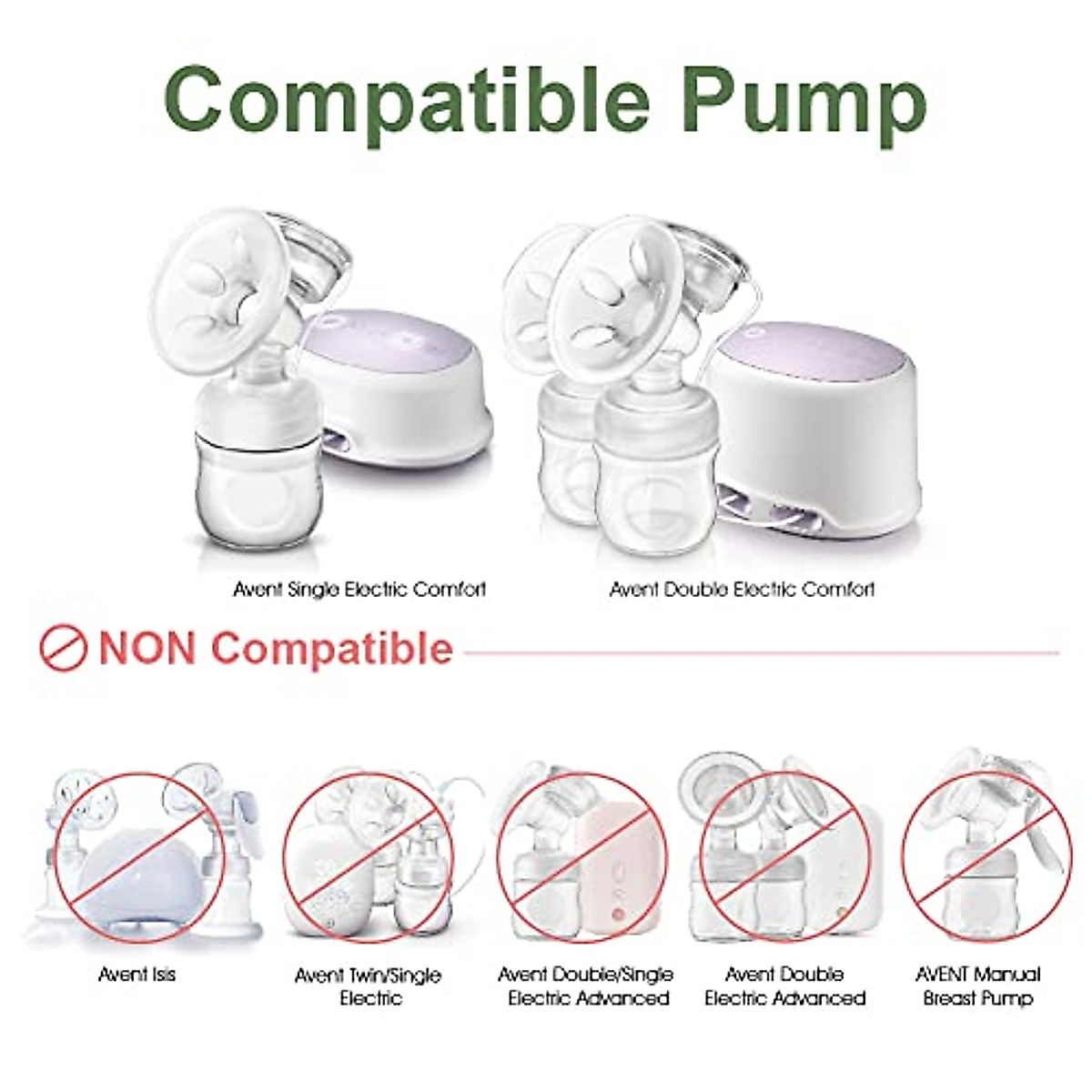 Maymom Breast Pump Parts Compatible with Philips Avent Comfort Breastpump SCF332/334, One-Side; Incl. Flange, Valve, Tube, Massage Pad, Suction Membrane, Cap; Not Original Avent Pump Parts.