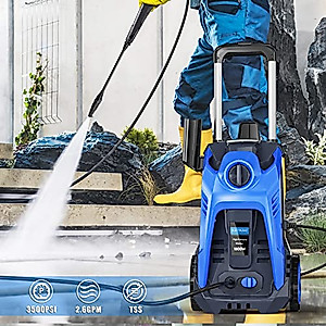 Electric Pressure Washer,3500PSI Power Pressure Washer, 2.5GPM Pressure Washer High Pressure Washer Cleaner with Spray Gun, Brush, and Two Kind Adjustable Spray Nozzle, Blue