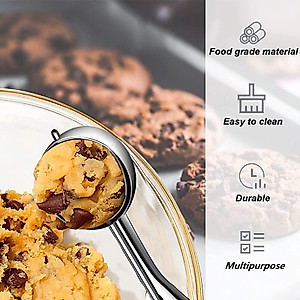 Ice Cream Scoop, 3Pcs Cookie Scoop Set, Stainless Steel Cookie Scoops for Baking Set of 3, Cookie Scooper for Baking, Ice Cream Scooper with Trigger Release, Cookie Dough Scoop, Cupcake Scoop