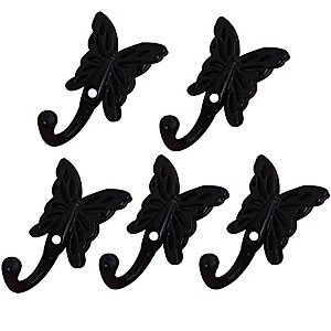 AOLZUNK 5 pcs Butterfly Wall Hook Hanger Coat Towel Hangers Vintage Hook for Hanging Clothes Hook Up Towel Coat Hat Scarf Jacket