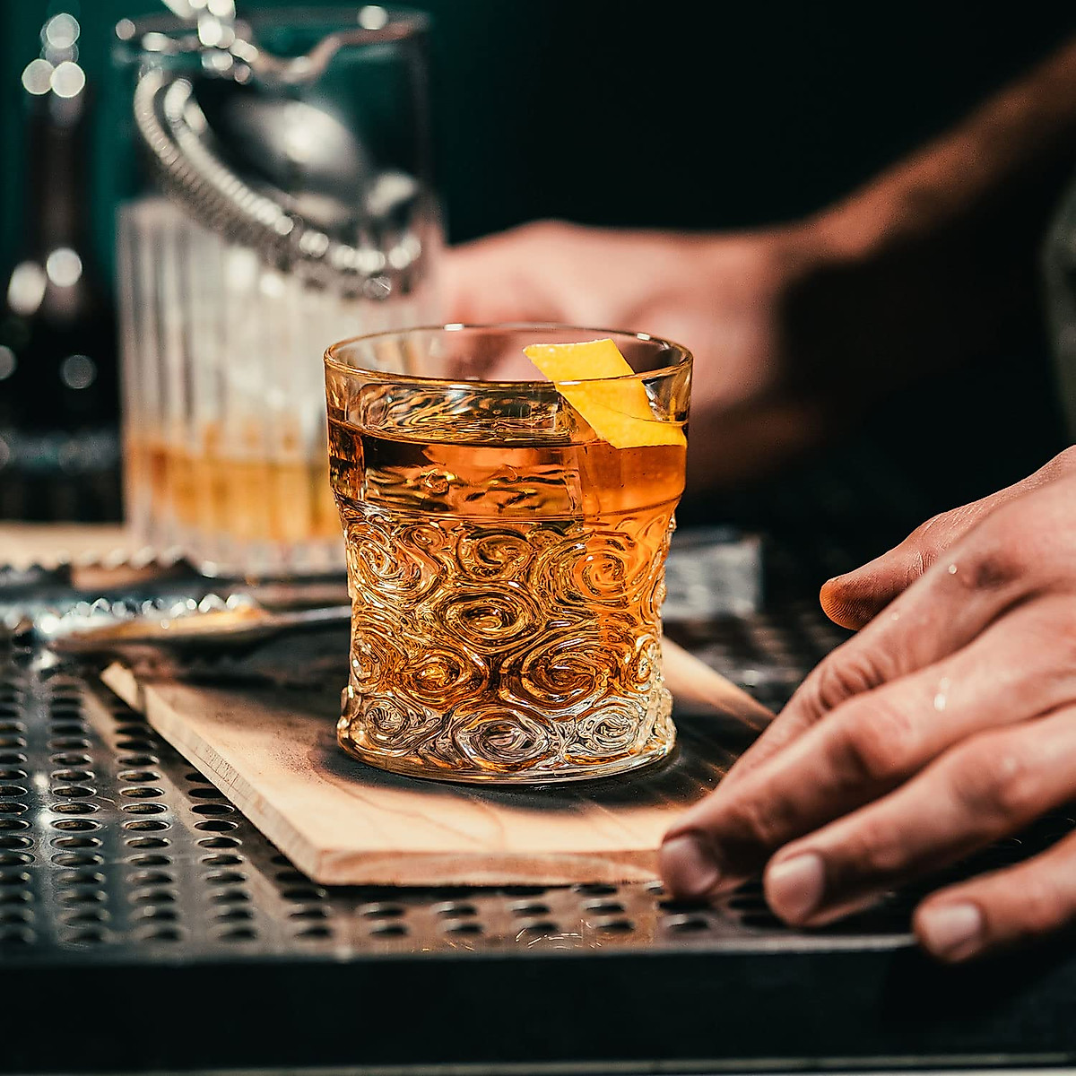 HISTORY COMPANY New Orleans “French Quarter” Old-Fashioned Crystal Cocktail Glass 2-Piece Set (Gift Box Collection)