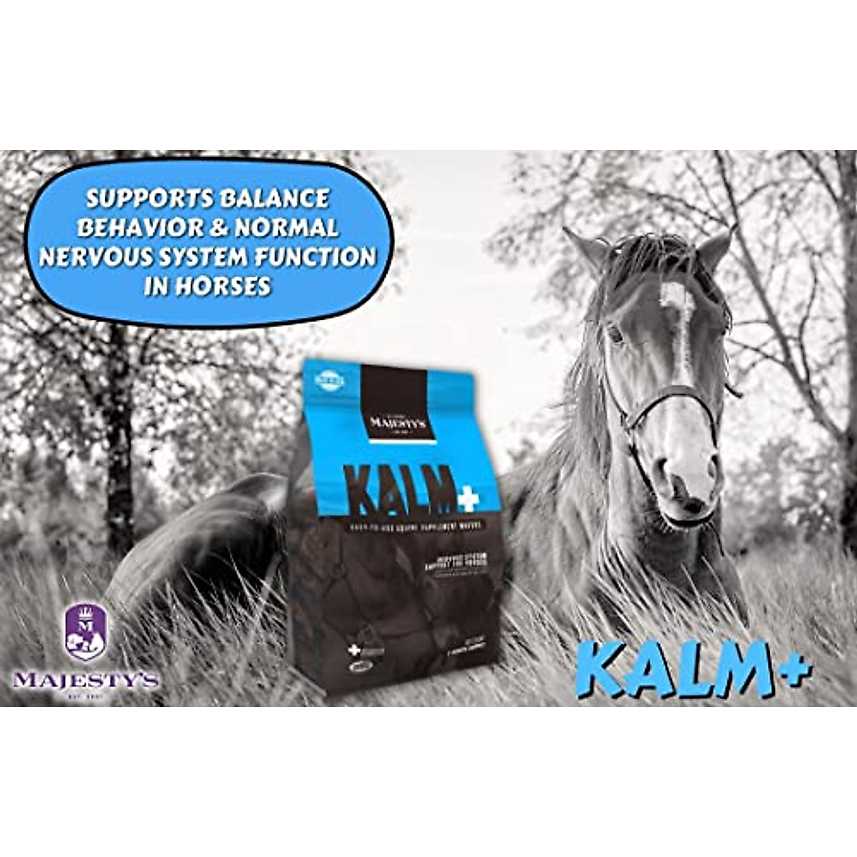 Majesty's Kalm Wafers - Supports Horse / Equine Balanced Behavior and Normal Nervous System Function - Tryptophan, Vitamin B1, Winter Cherry, Inositol - 30 Count (1 Month Supply)