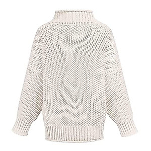 cooki Sweaters for Women, Womens Long Sleeve Turtleneck Oversized Knitted Sweaters Casual Outerwear Sweatshirt Tops Pullover Beige