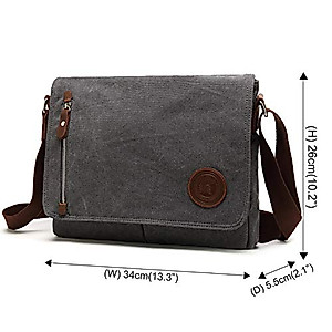 Vintage Men's Canvas Messenger Bag Laptop Shoulder Satchel Crossbody (M36_Grey)