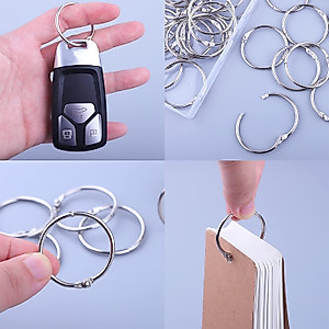 AKONEGE 0.75 Inch Loose Leaf Binder Rings, Small Office Book Rings, Nickel Plated Steel Binder Rings, Keychain Key Rings, Metal Book Rings, Silver, for School, Home, Office (50-Pack)