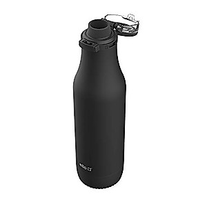 Ello Riley 18oz Vacuum Insulated Stainless Steel Water Bottle with Flip Lid, Black, 18 oz.