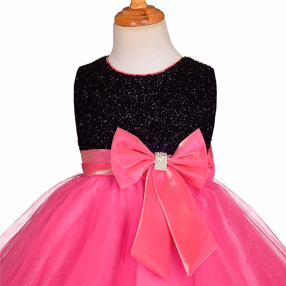 Dressy Daisy Baby Girls Special Occasion Dresses Wedding Flower Girl Pageant Gown Party Dress Size 18-24 Months, Black and Hot Pink